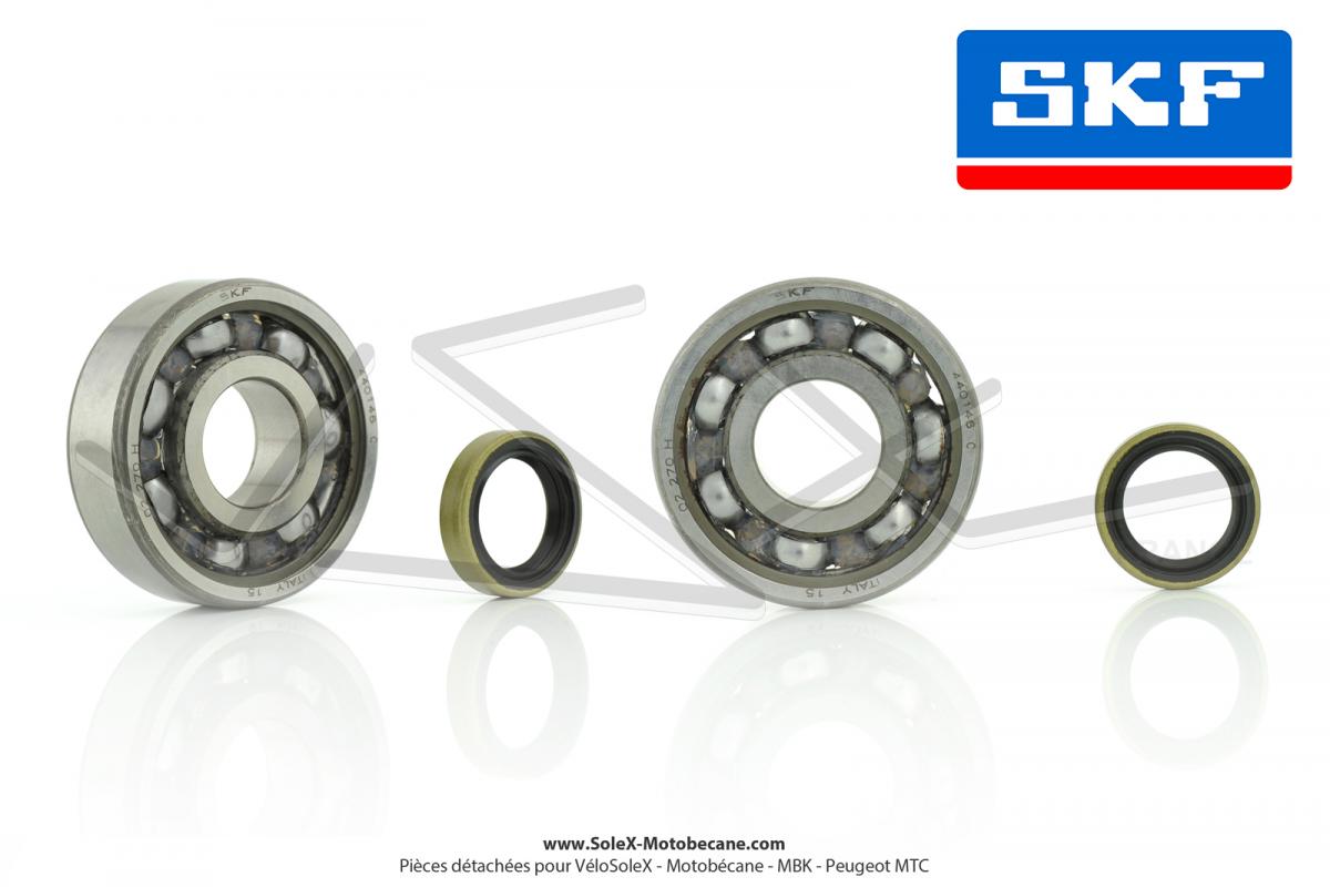 Roulements de vilebrequin (carters moteur) (16x42x13) 6302 QR SKF (x2pcs) + Joints spi de ...