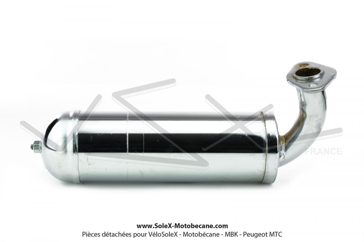 Pot d'échappement "Boudin" Chromé - Modèle court - Fixation par bride - pour Peugeot 103 SP ...