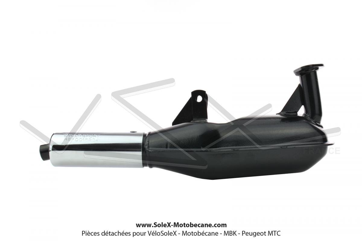 Pot d'échappement type "Cobra" Noir - silencieux chromé - Fixation par bride - pour Peugeot 103 ...