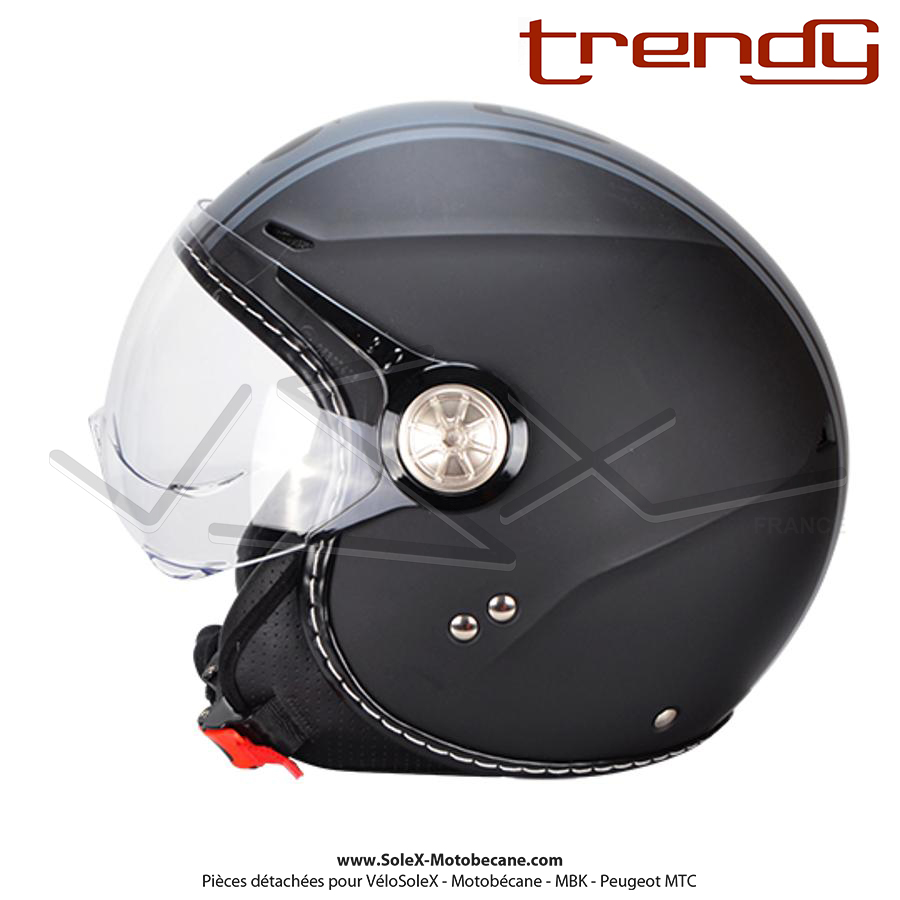 Casque Jet Noir / Gris Mat - Trendy "STRIP T-203" - Taille M ...