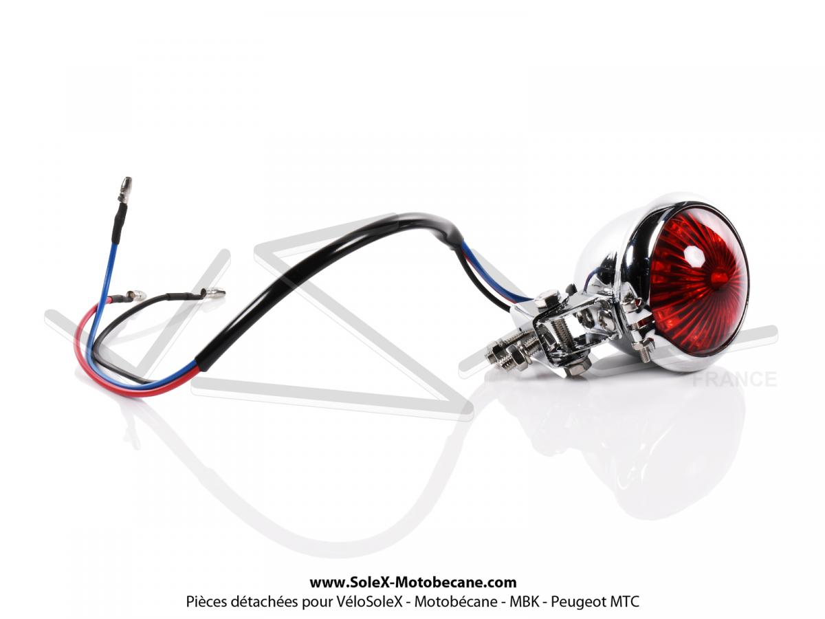 Feu rouge arrière chromé - Rond - Universel - Partie Cycle - Pièces ...