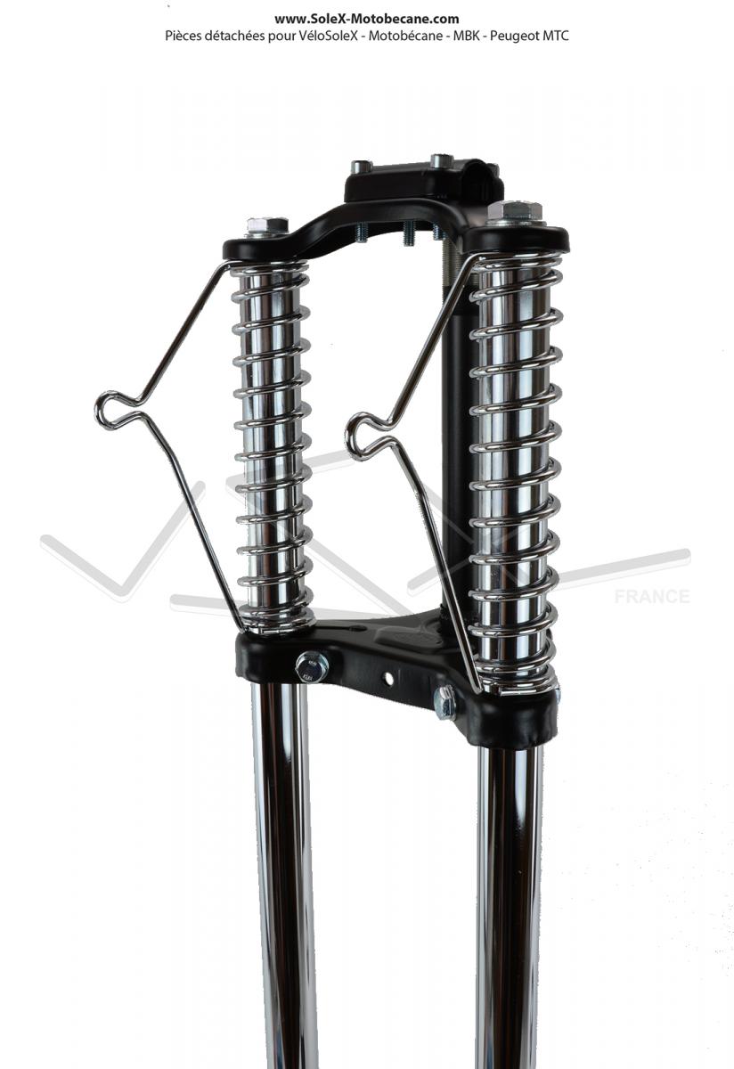 Fourche - Chopper - Noire - 860mm - avec pattes de phare en fil chromé ...