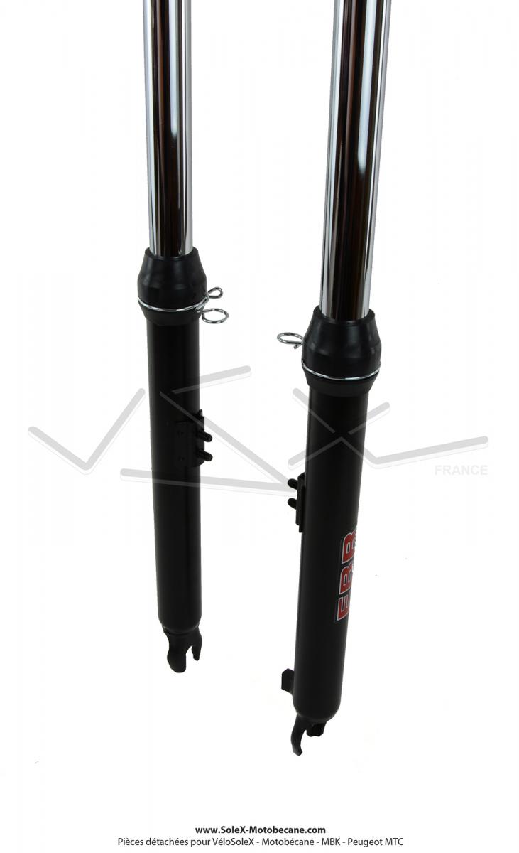 Fourche - Chopper - Noire - 860mm - avec pattes de phare en fil chromé ...